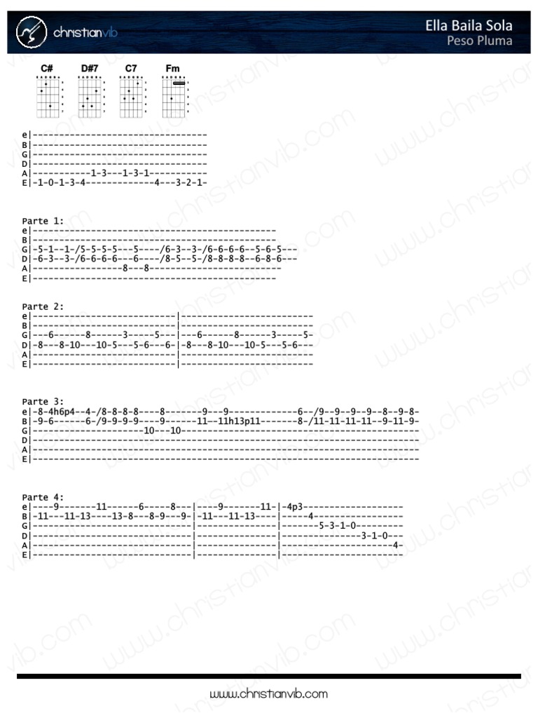 Ella Baila Sola Guitar Notes