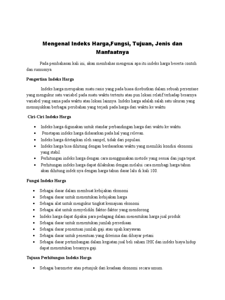 Mengenal Indeks Harga | PDF