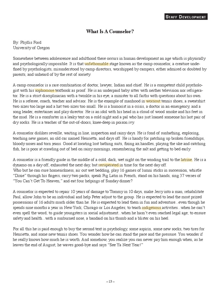 How To Be A GREAT Camp Counselor | PDF