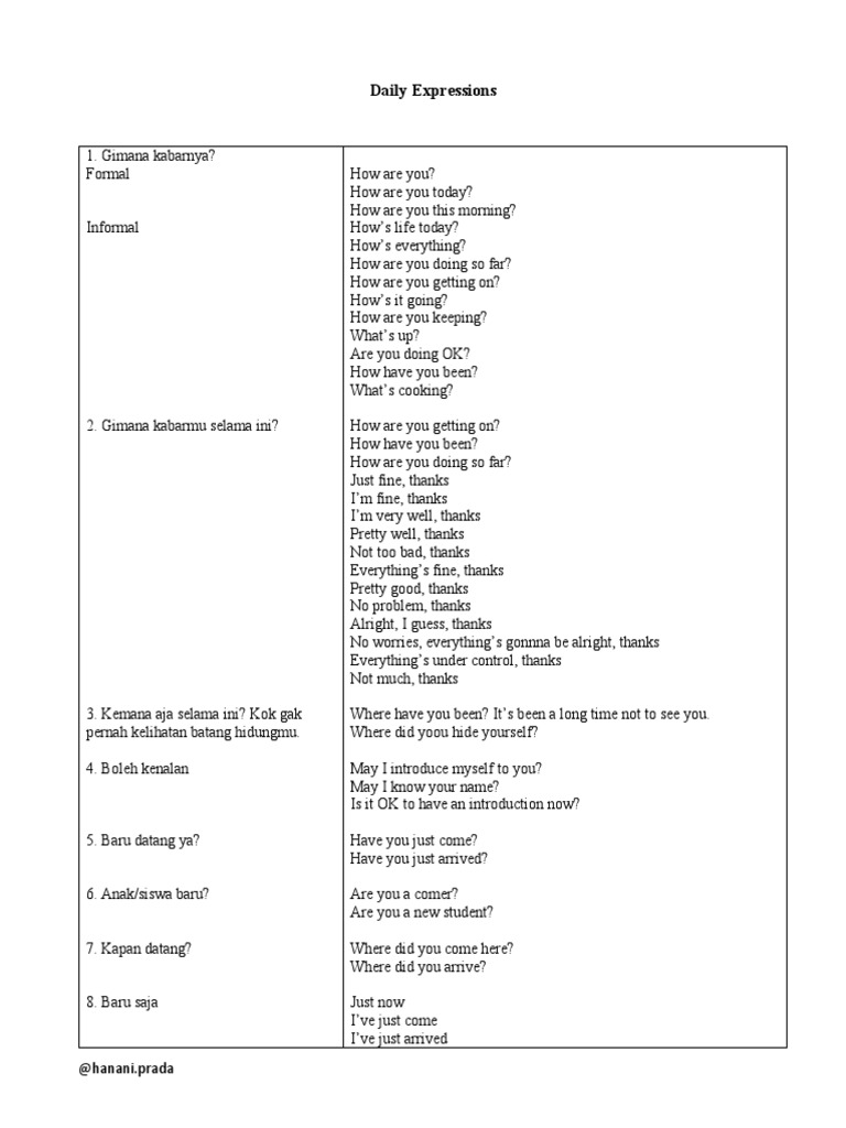 Daily Expressions | PDF