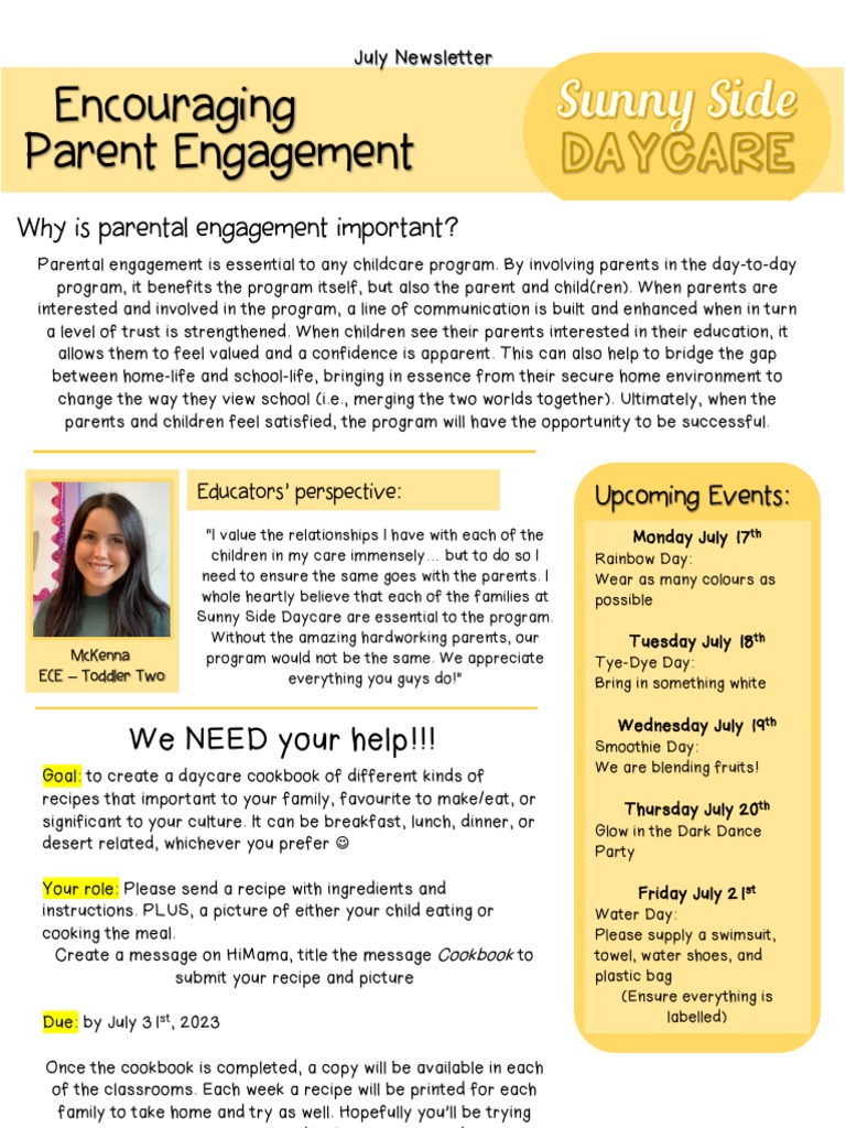 Childcare Centre Newsletter Plain | PDF | Recipe | Child Care