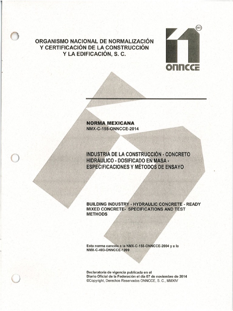 NMX C 155 Oncce 2014. | PDF