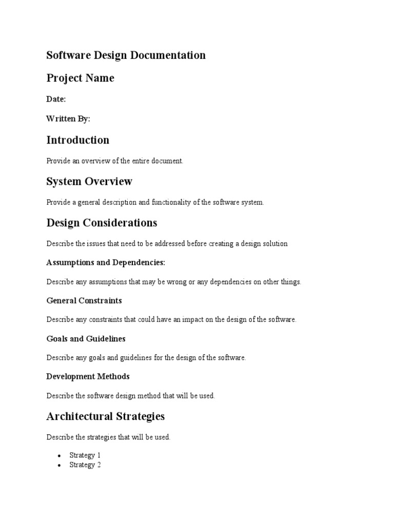 Software Low Level Design Documentation Template | PDF