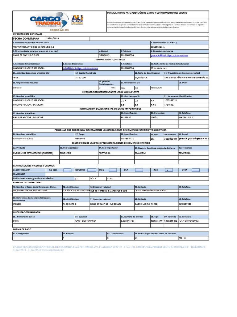 Formato Circular 170 Cti Actualizado 26-12-2018 - TBS Firmado | PDF | Colombia | Comercio