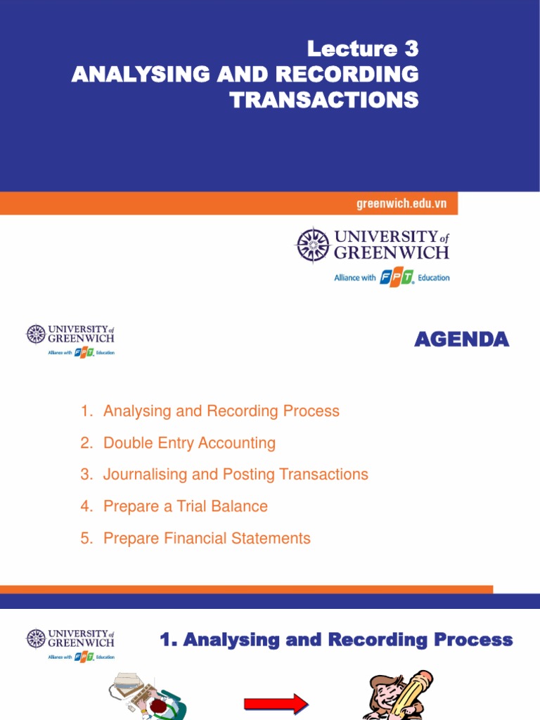 Lecture 3 - Analysing and Recording Transaction | PDF | Debits And Credits | Equity (Finance)