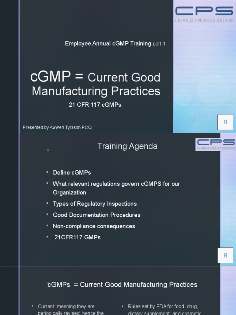 CGMP Part 1 Annual Training Tennex | PDF | Sanitation | Food And Drug ...