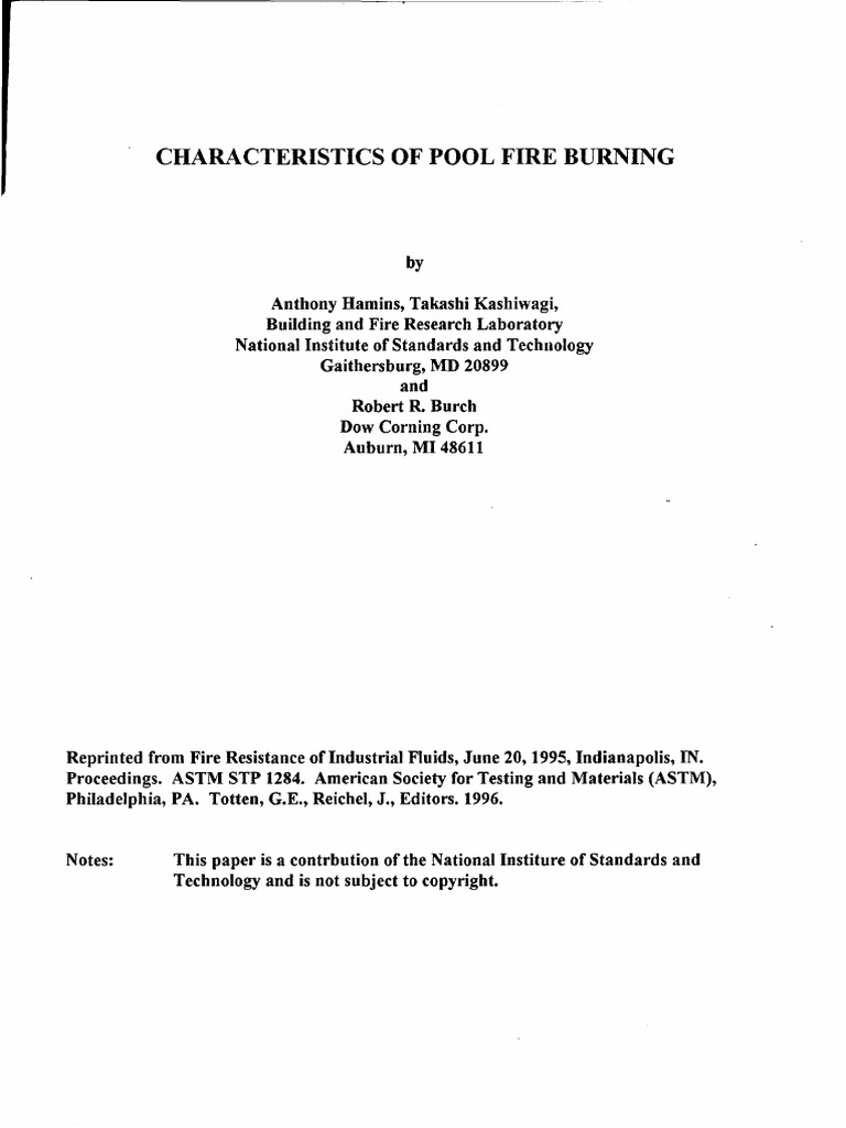 Characteristics-Pool Fire Burning | PDF