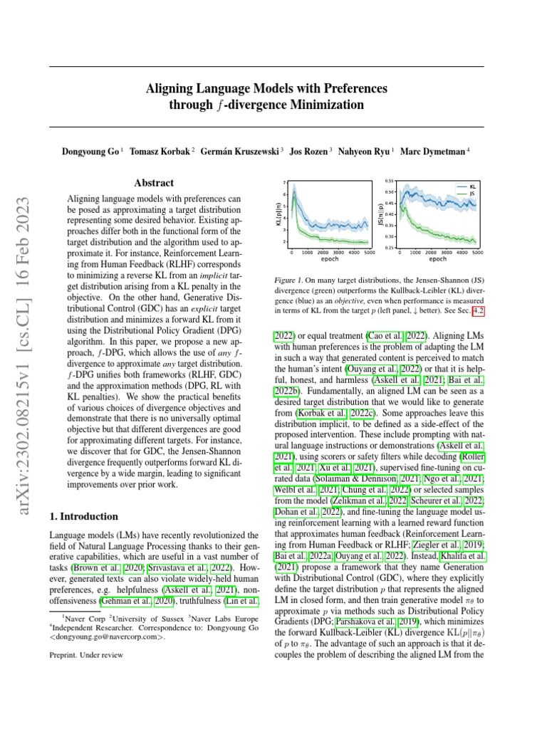 Aligning Language Models With Preferences Through F-Divergence ...