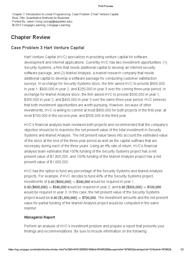 Chapter 2-7 Case Problem | Download Free PDF | Investing | Net Present Value