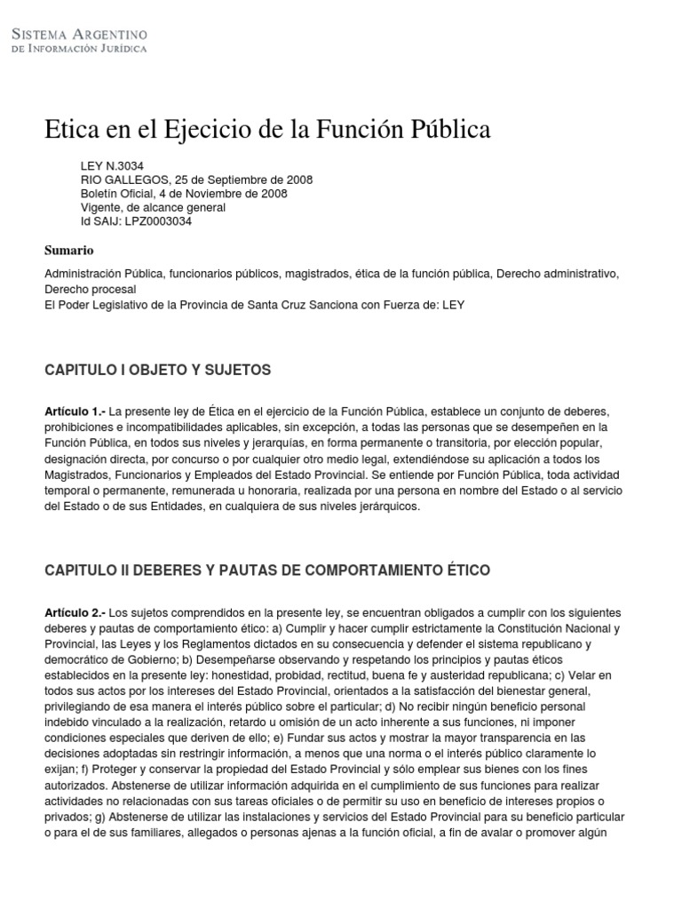 Etica En El Ejecicio De La Función Pública Santa Cruz 1 Pdf