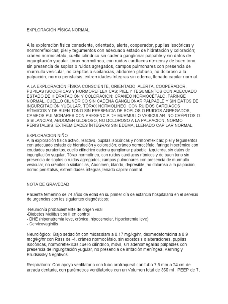 Exploración Física Normal y Análisis Clínico | PDF | Enfermedades y ...
