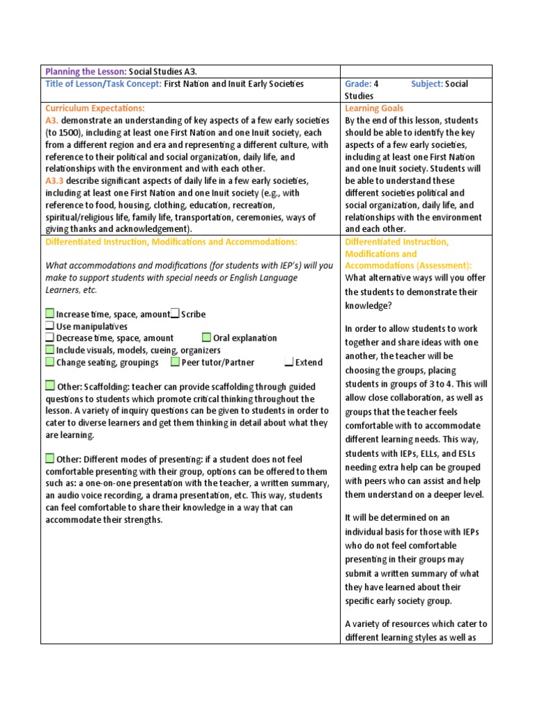 Social Studies Lesson Plan | PDF | Differentiated Instruction | Learning