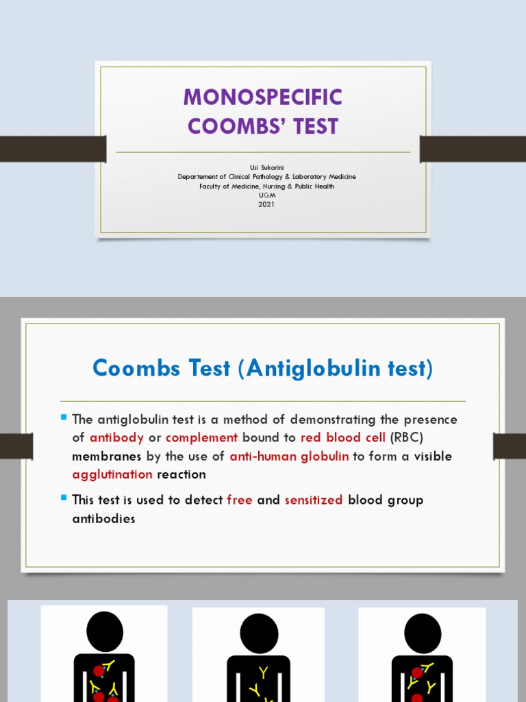Monospecific Coombs Test Overview | PDF | Antibody | Tissue (Biology)