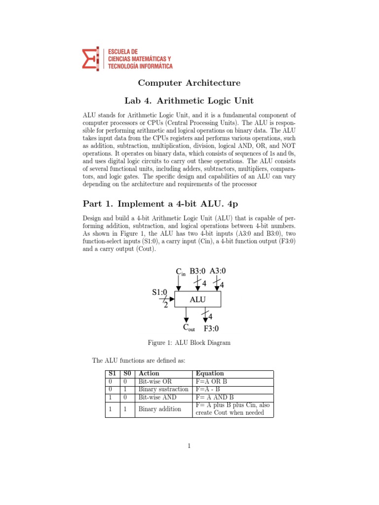 Lab - ALU | PDF | Central Processing Unit | Logic Gate
