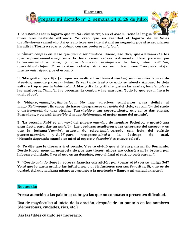 Dictado 2 II° Sem | PDF