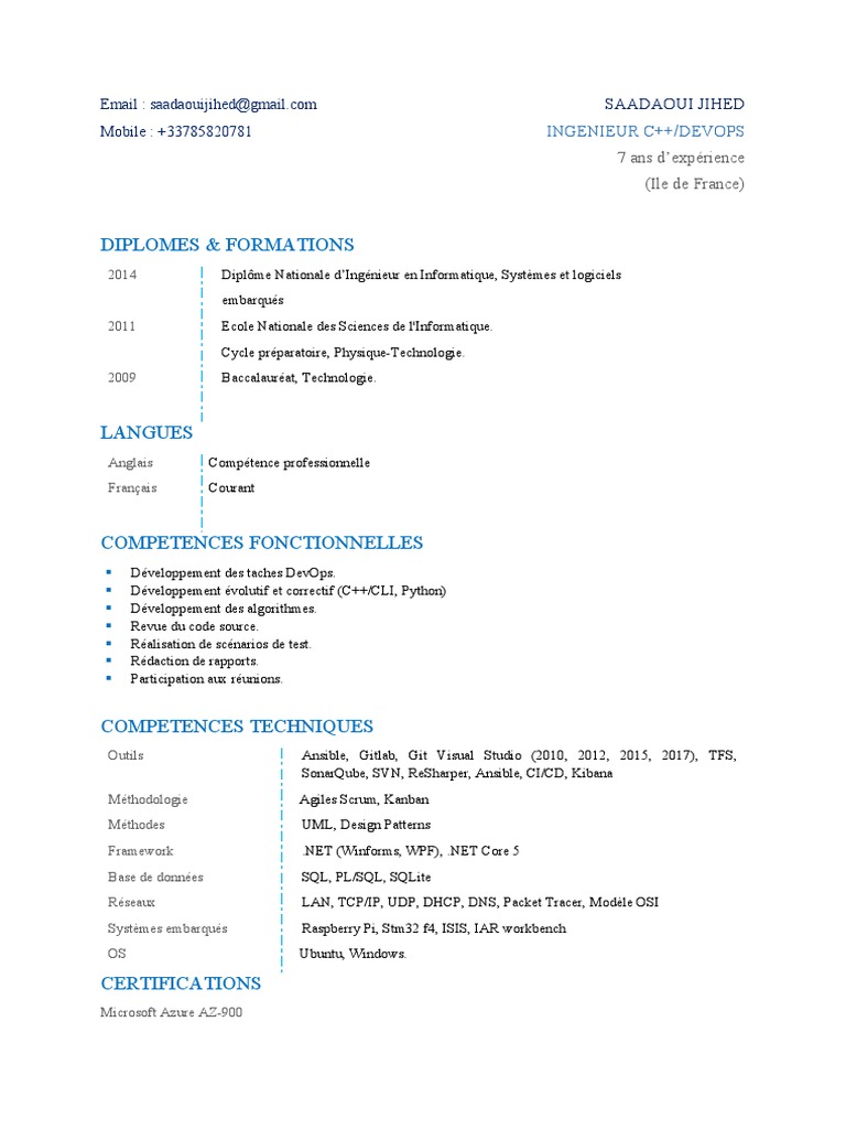 CV Professionnel. | PDF | Python (Langage de programmation) | VMware