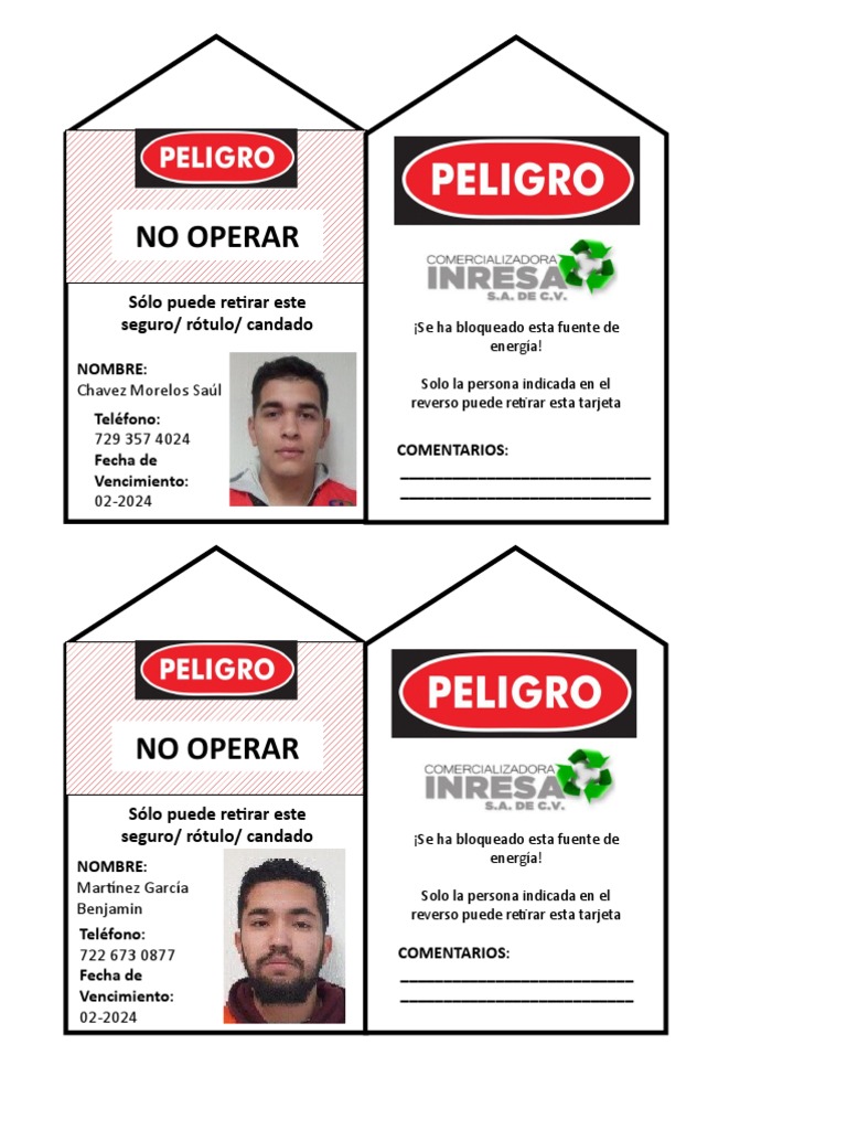 Tarjeta Bloqueo Electricidad Pdf