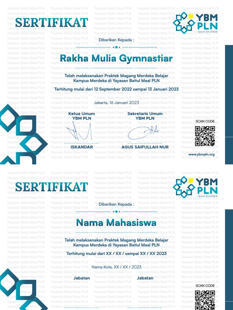 Sertifikat Magang YBM PLN | PDF