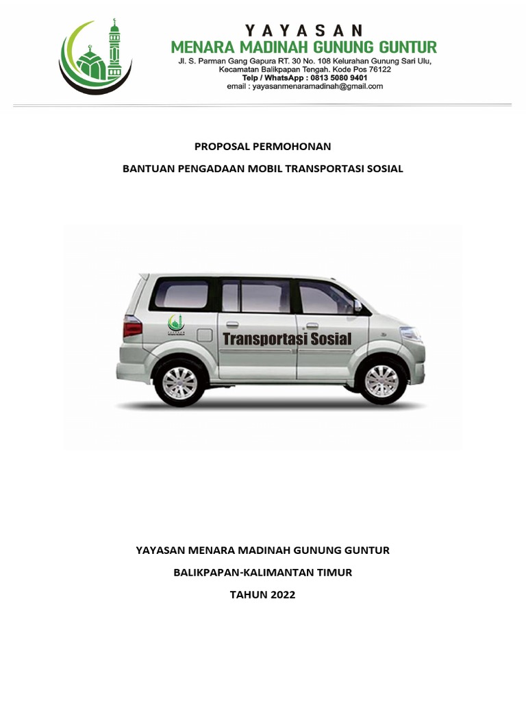 Proposal Mobil Sosial Yayasan Menara Madinah | PDF