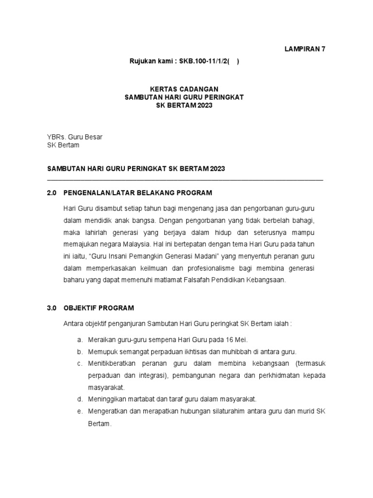Contoh Format Baru Kertas Kerja | PDF