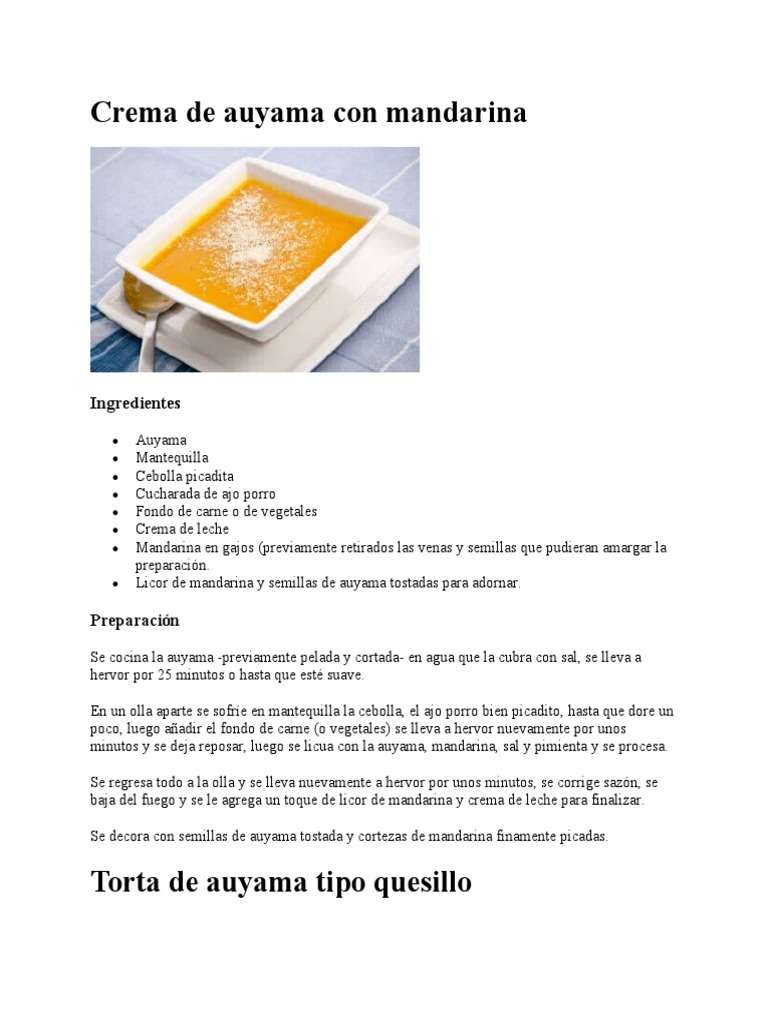 Recetas de Auyama | PDF | Caramelo | Preparación de comida y bebida
