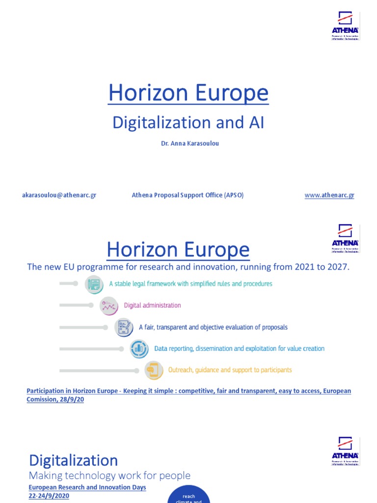 Horizon Europe Digitalization | PDF | Artificial Intelligence | Intelligence (AI) & Semantics