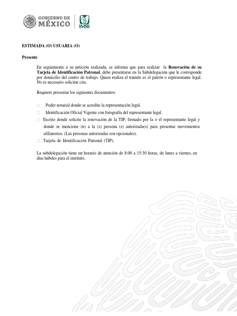 8 - 13 Renovación Tarjeta de Identificación Patronal | PDF