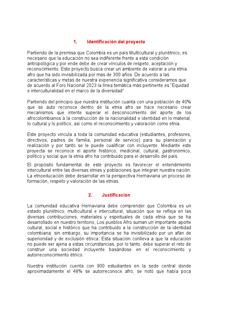 Original Proyecto Afrocolombianidad | PDF | Ciencias sociales