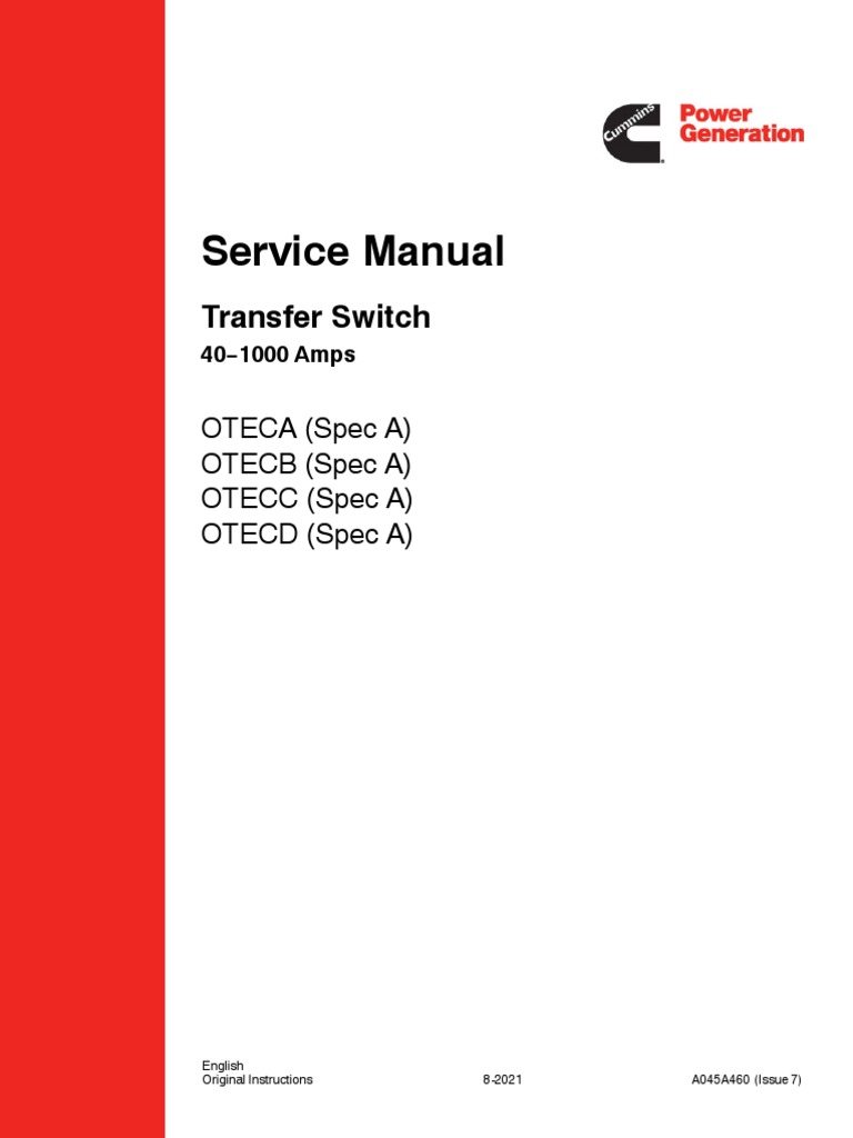 OTECA Transfer Switch Cummins | PDF | Switch | Alternating Current