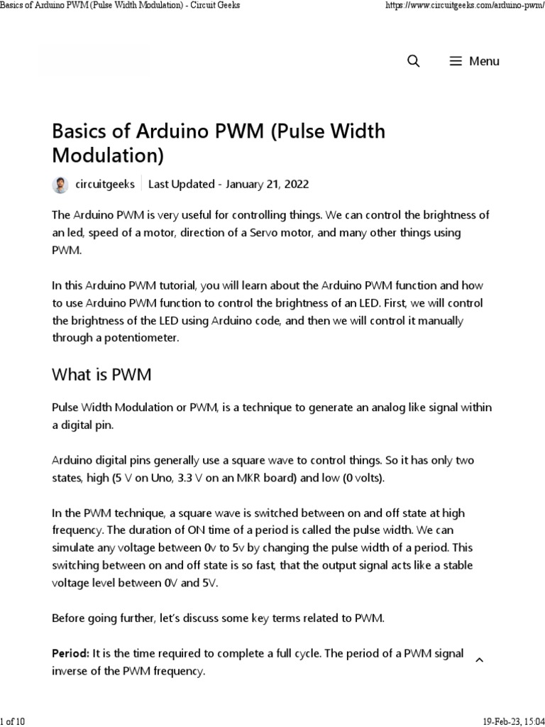 PWM Arduino | PDF | Electronic Engineering | Computing