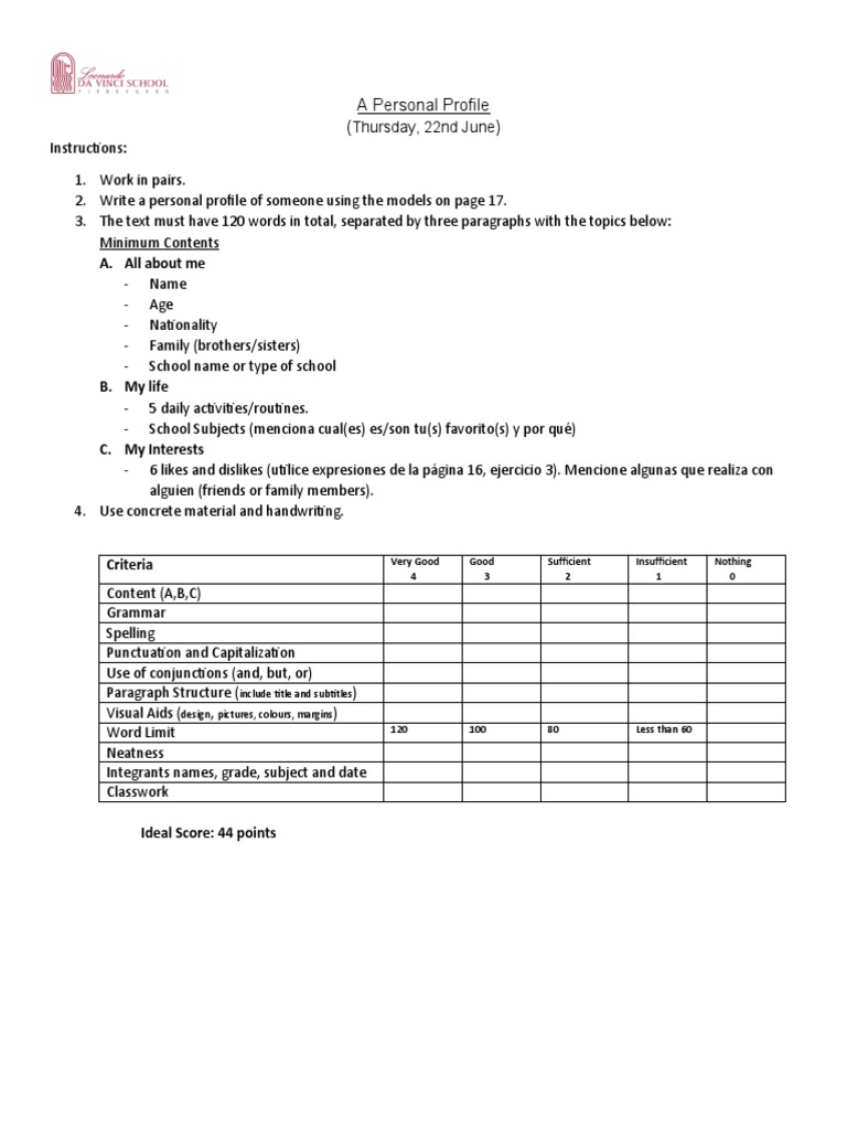 Personal Profile Writing Guide | PDF