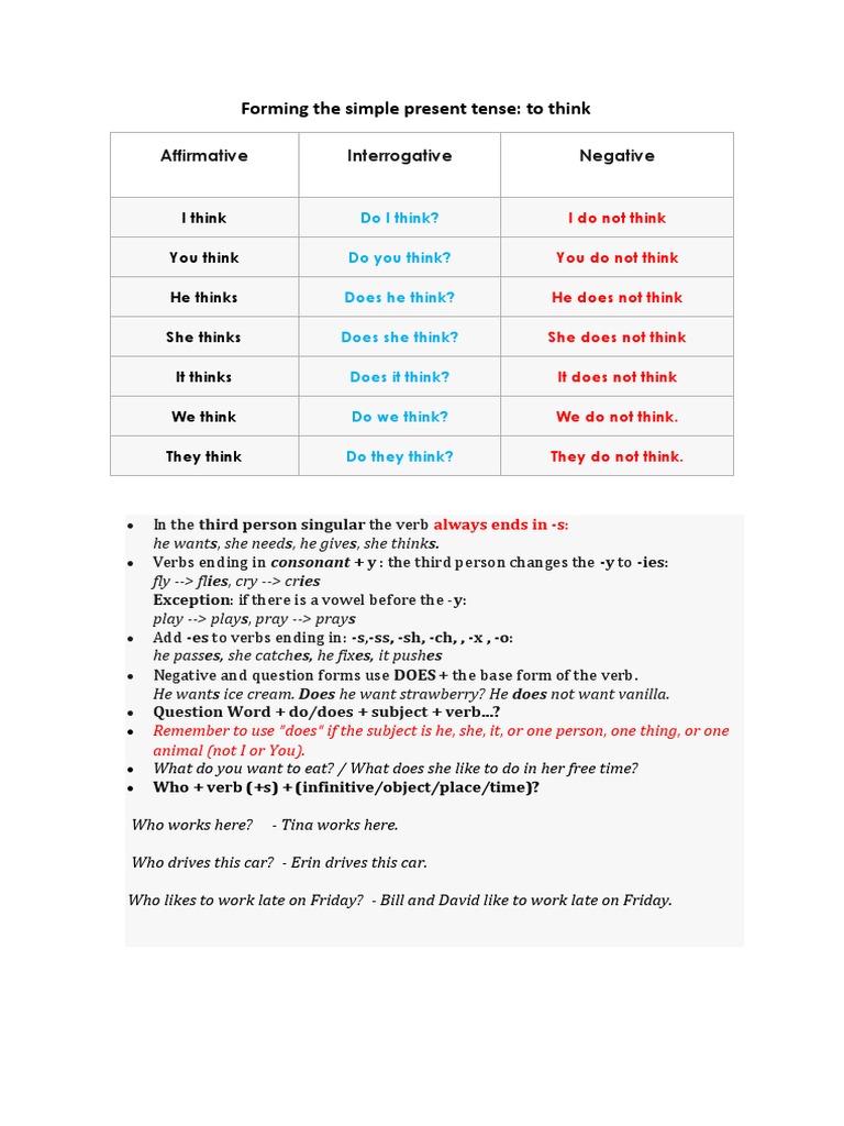 Simple Present Tense Form | PDF
