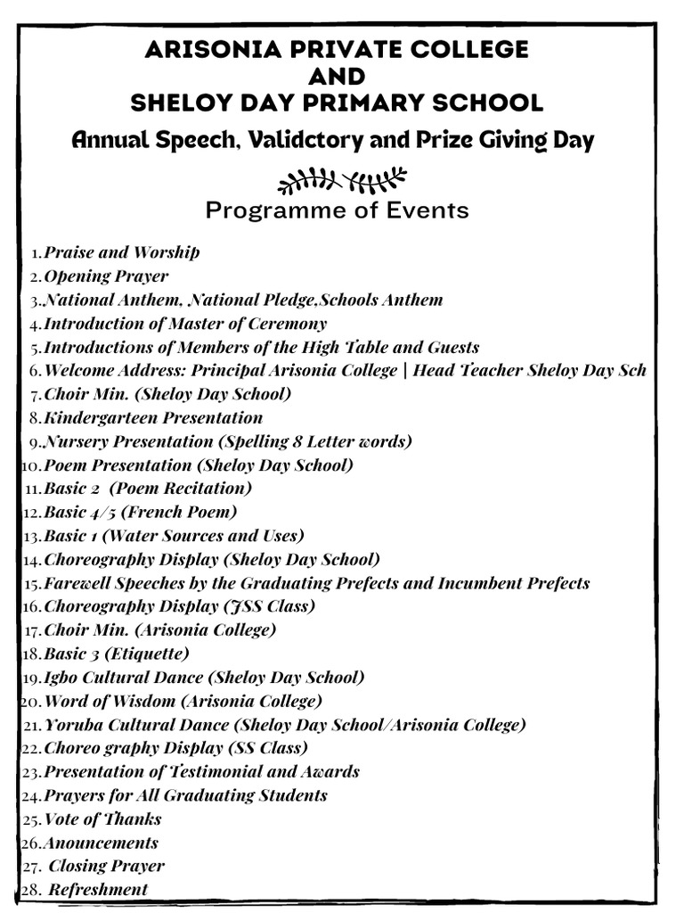 prize giving day programme new | PDF