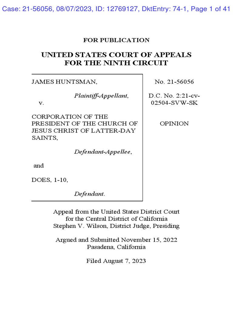 Huntsman v. LDS Church: Fraud Appeal | PDF | Misrepresentation | First ...