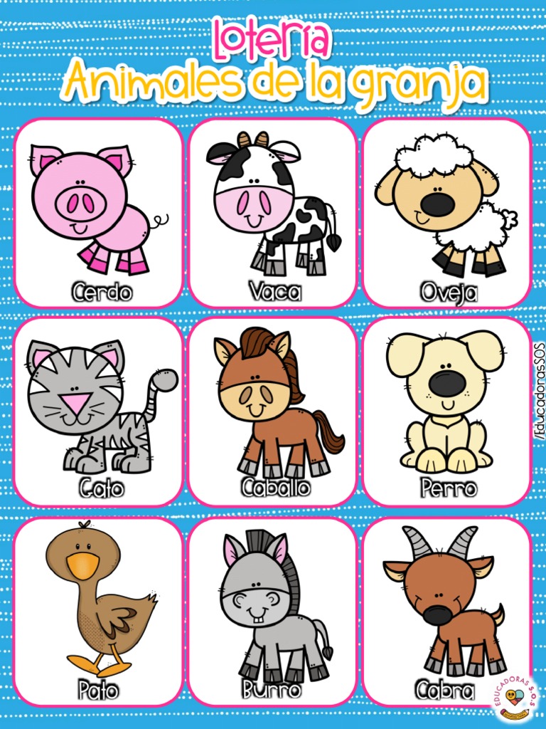 Lotería Animales de La Granja - Educadorassos | PDF