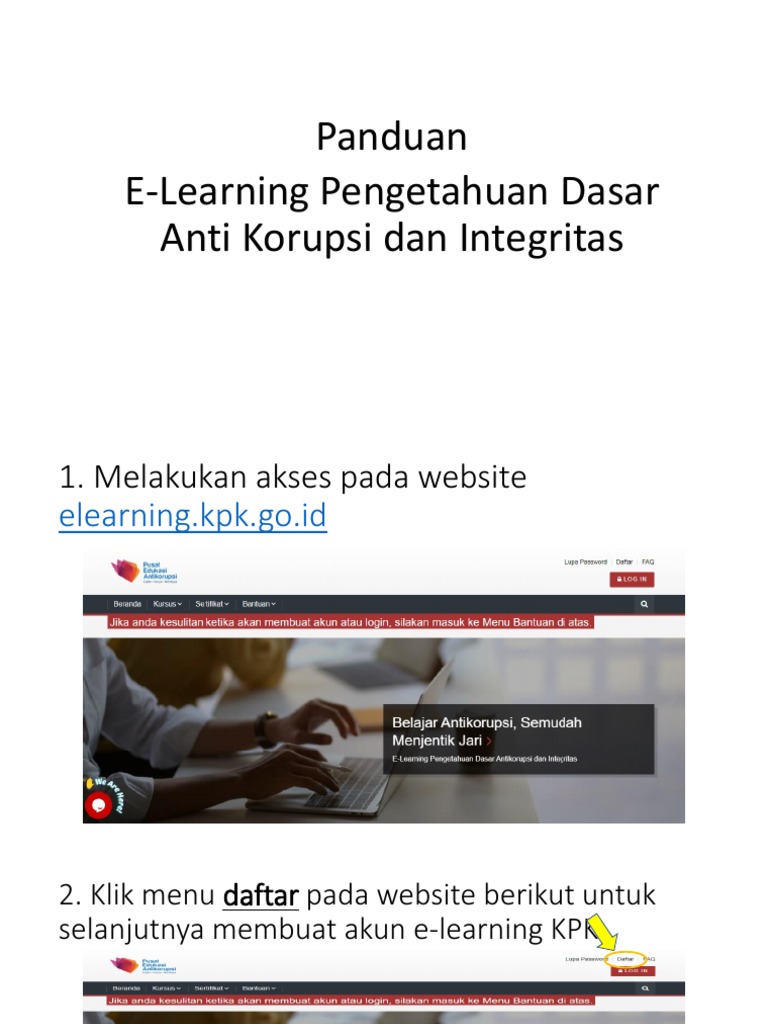 598456139-Panduan E Learning Pengetahuan Dasar Anti Korupsi Dan Integritas | PDF