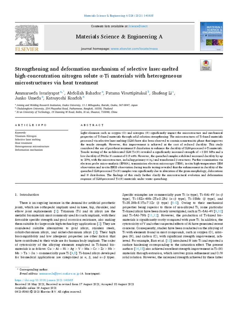 1 s2.0 S0921509321012016 Main | PDF | Titanium | Fracture