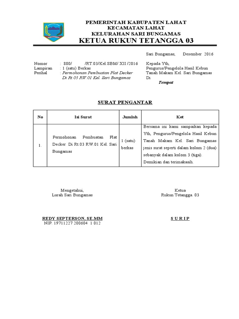 Proposal Plat Decker RT.3 | PDF