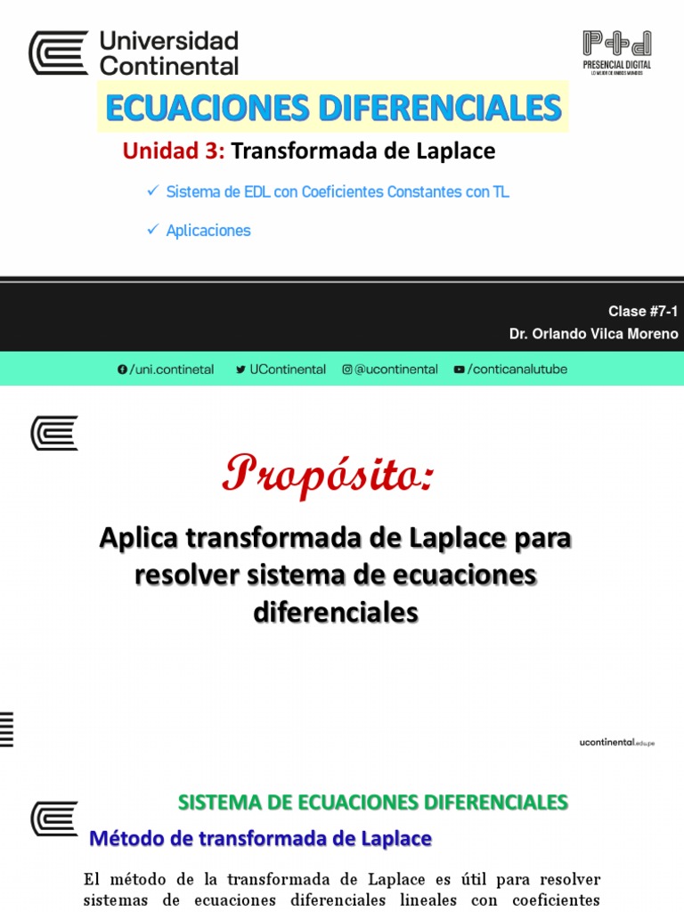 Semana 7 - s2 Sdedl Con Laplace | PDF | Ecuaciones | Transformada de Laplace