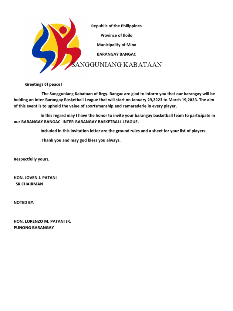 Invitation Letter Basketball | PDF