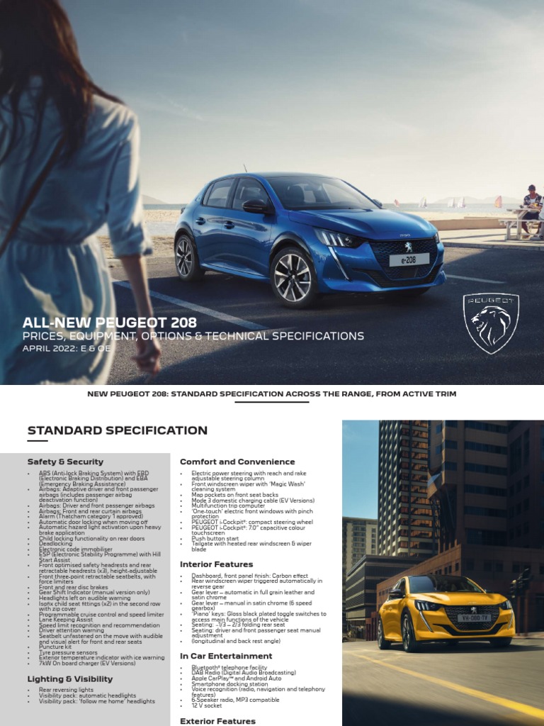 New Peugeot 208 Spec Sheet Pdf
