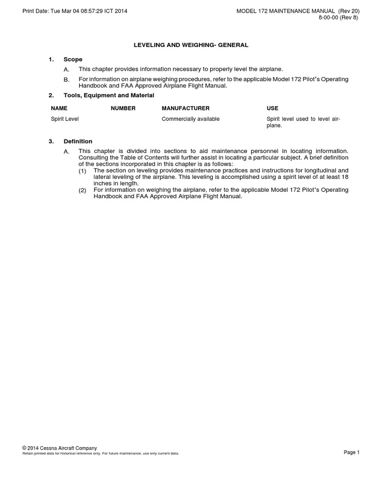 Chapter 8 Leveling and Weighing | PDF | Aircraft | Aeronautics