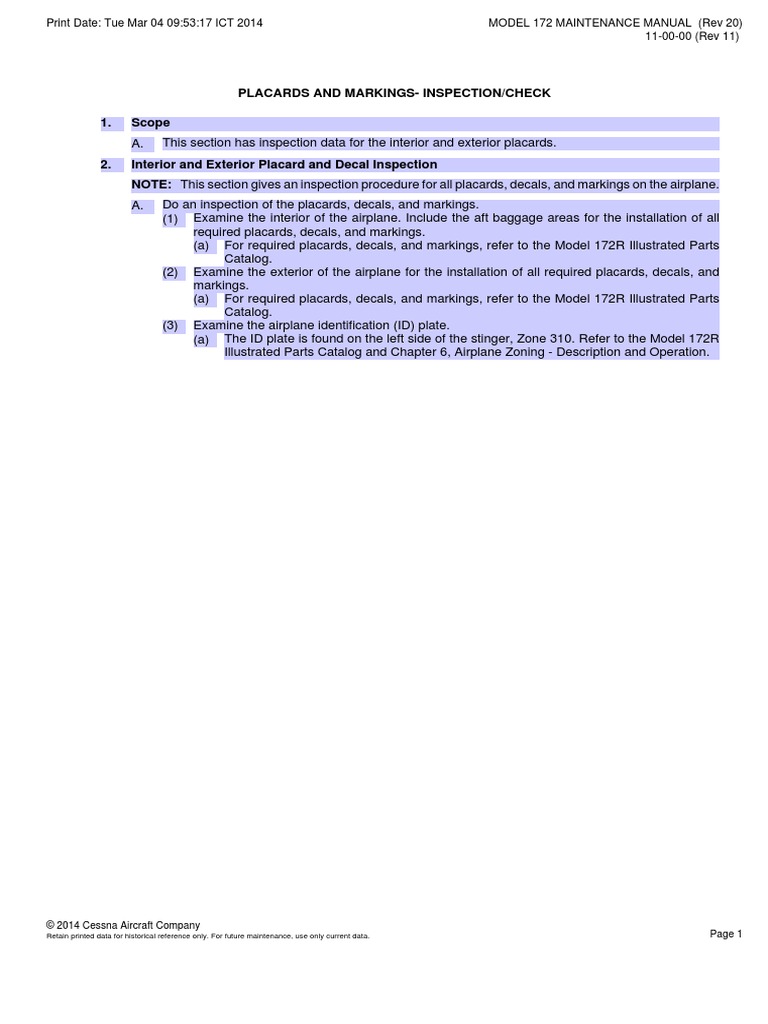 Chapter 11 Placards and Markings | PDF | Aviation | Aircraft
