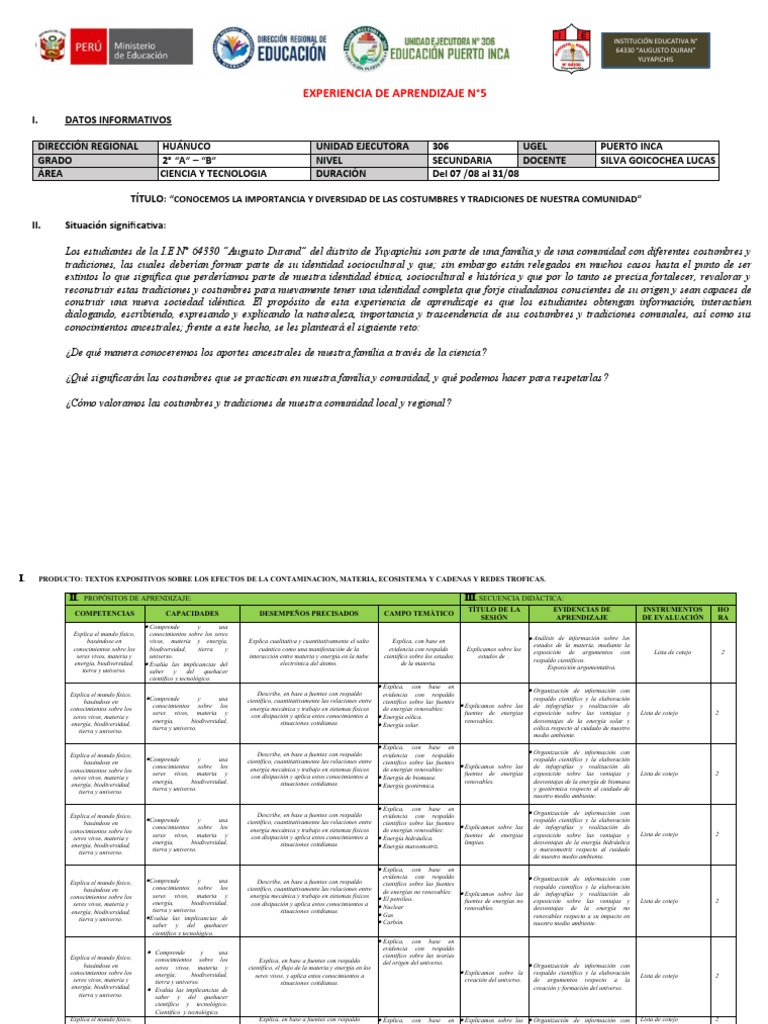 2° Experiencia de Aprendiza N°5 - 2023 | PDF | Aprendizaje | Energía renovable
