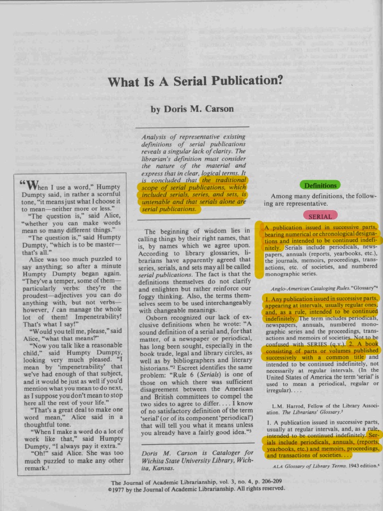 What Is A Serial Publication | PDF