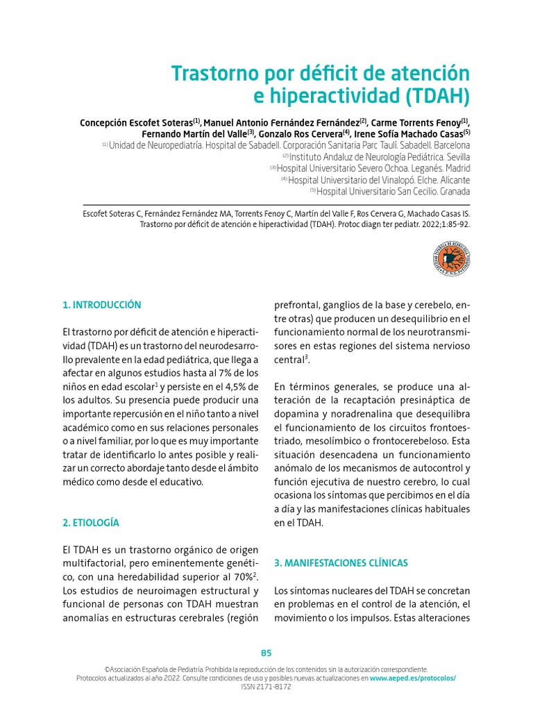 TDAH | PDF | Desorden hiperactivo y deficit de atencion | Trastorno mental