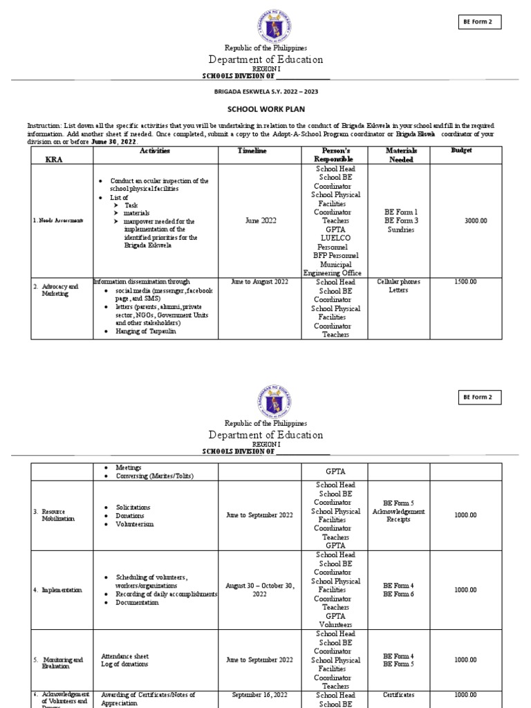 Be Form 2 - 2022 | PDF | Volunteering