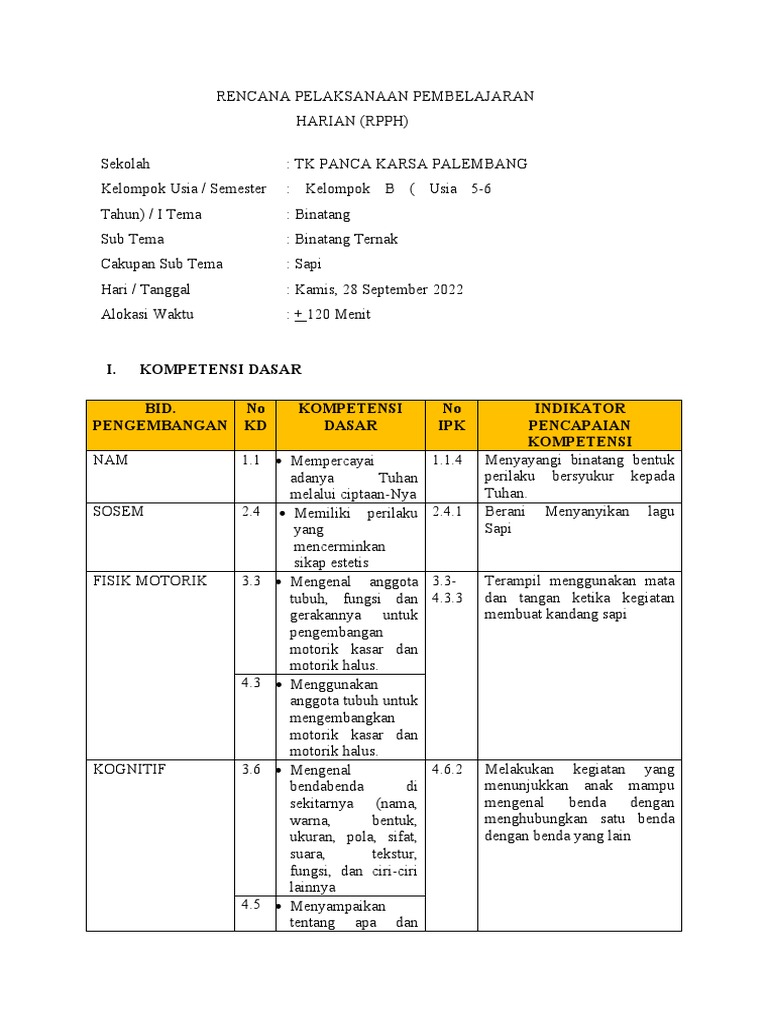 .RPPH PBL (Sapi) Membaca | PDF | Karier & Perkembangan | Seni ...