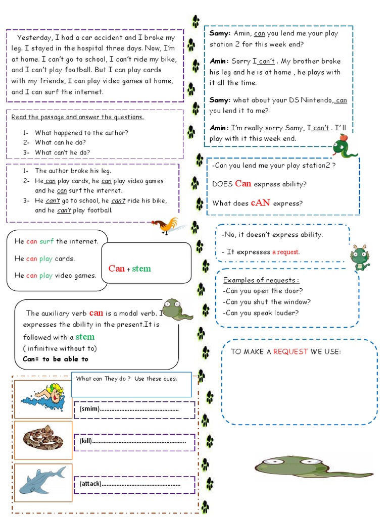 Modal Can To Express Ability and To Make Requests Activities Promoting ...