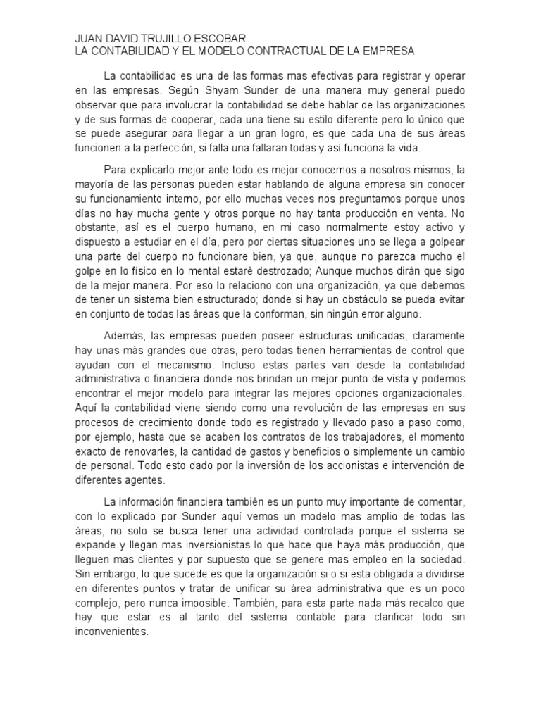 Contabilidad y Modelo Contractual Empresarial | PDF | Contabilidad ...